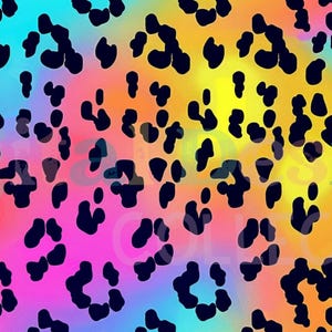 Rainbow Leopard Print Seamless Papers, Repeating Digital Pattern ...