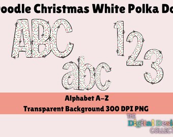 Christmas Doodle Letters and Clip Art & Numbers, Uppercase Alphabet Set ...