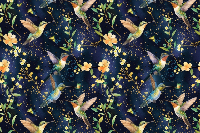 Watercolor Hummingbirds Digital Patterns, Digital Background ...