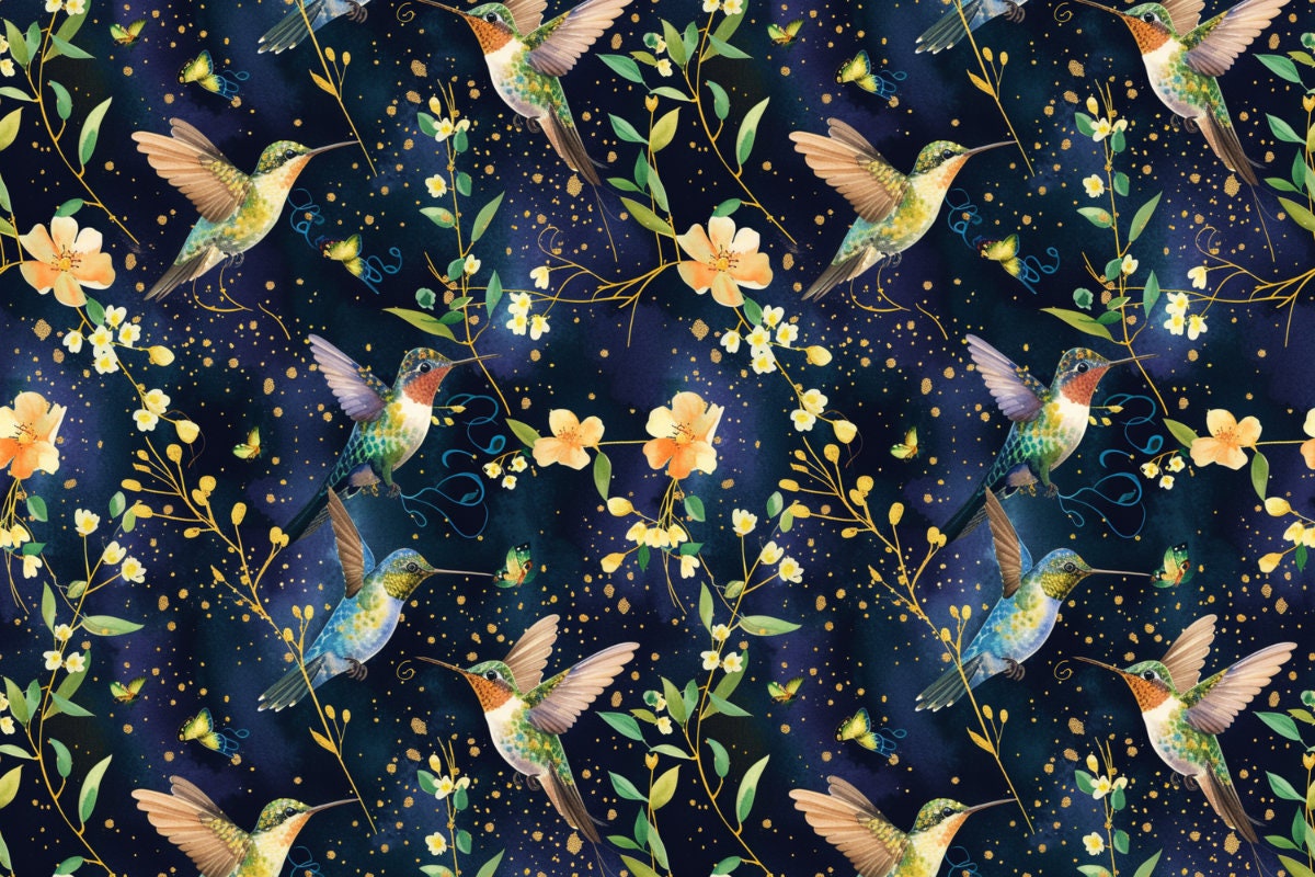 Watercolor Hummingbirds Digital Patterns, Digital Background ...