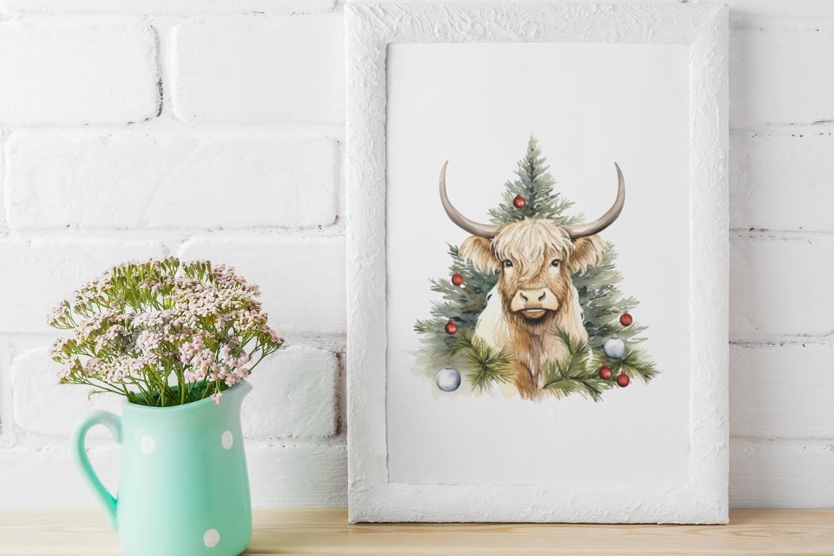 Christmas Cows Clipart Bundle Instant Download Crafting Materials ...