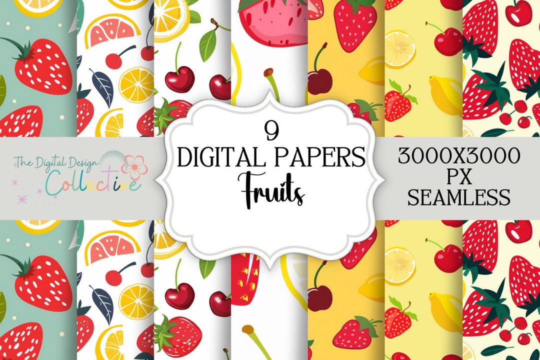 Summer Fruit Seamless Pattern Backgrounds Instant Download Digital ...