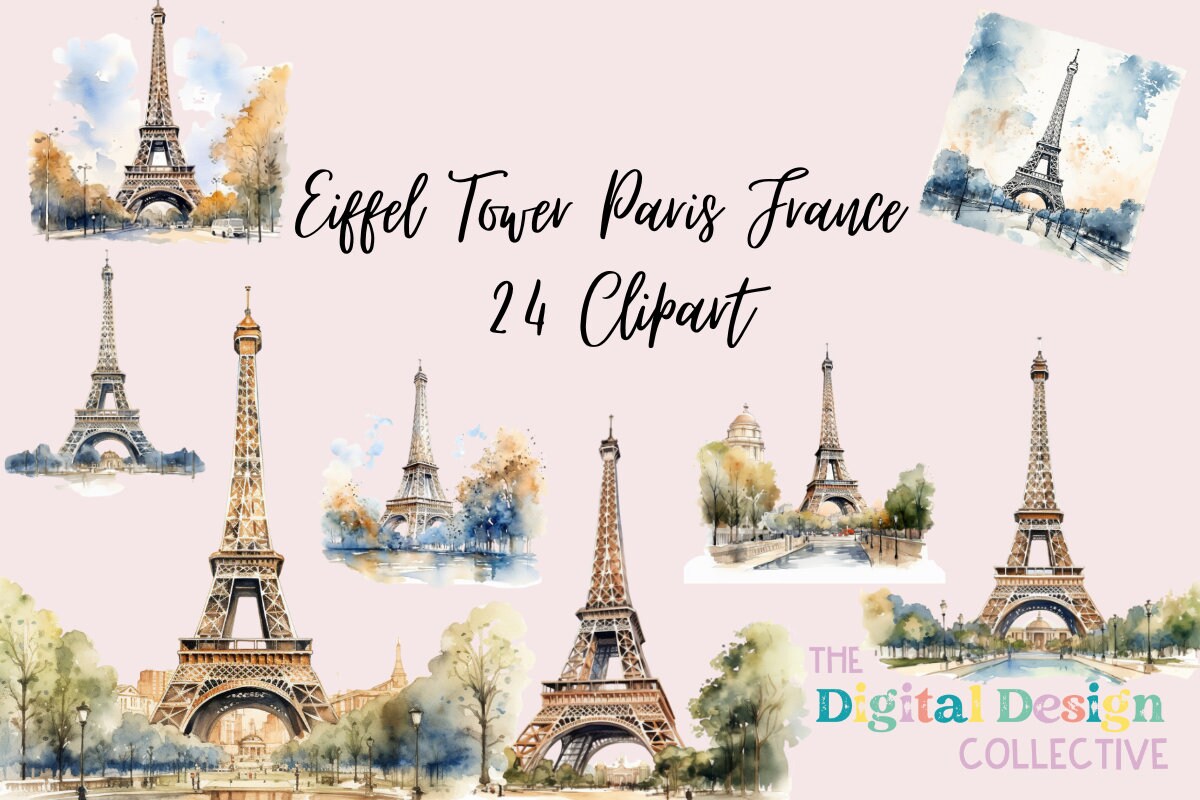 Ensemble de cliparts PNG Tour Eiffel Paris France - Etsy France