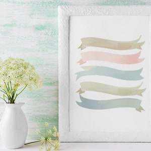 Boho Spring Pastel Banners & Ribbons - Watercolor Cloth Banner Download ...