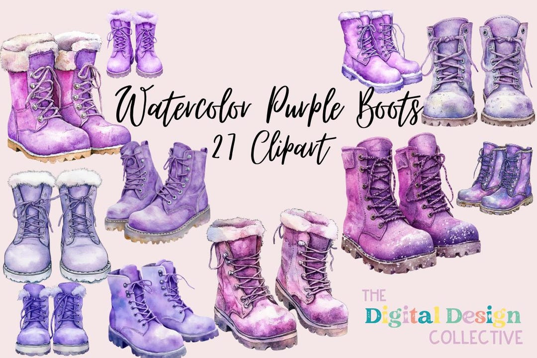Cozy Winter Boots Clipart Bundle, Watercolor Fashionable Boots With ...