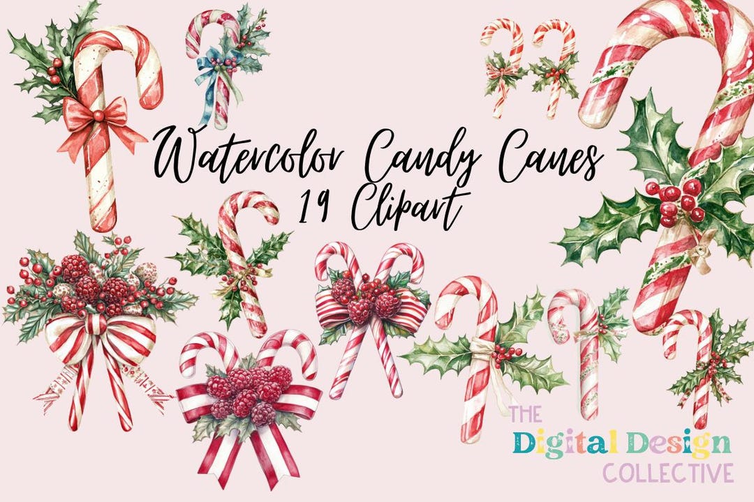 Christmas Candy Clipart, Watercolor Christmas Sweets, Candy Cane PNG ...
