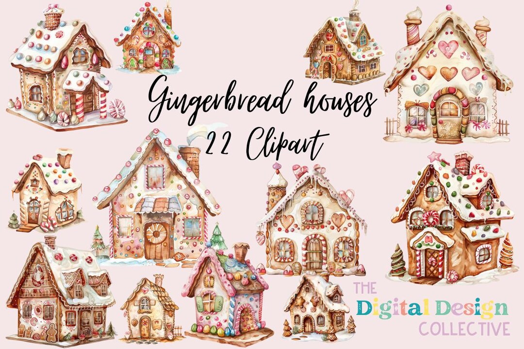 Watercolor Gingerbread Houses Clipart, Transparent PNG, Scrapbook ...