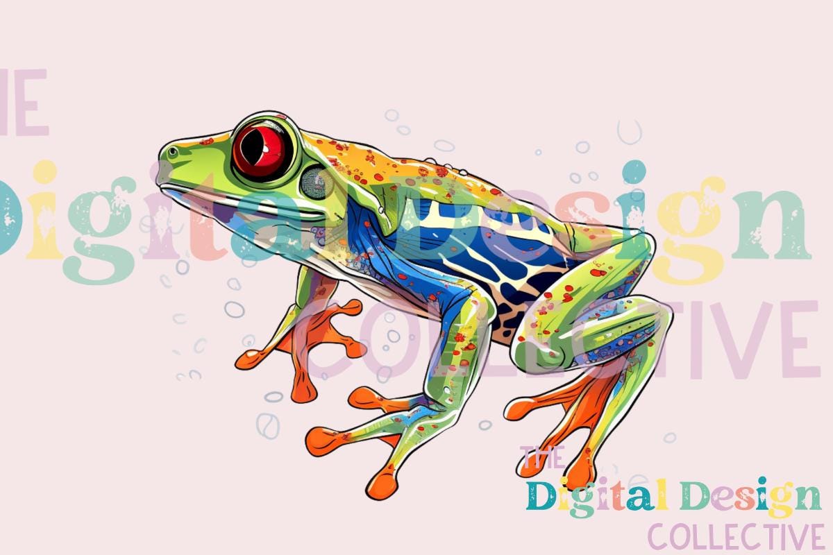 Watercolor Red Eye Tree Frog Clipart, Frog Clipart, Amphibian Animal ...