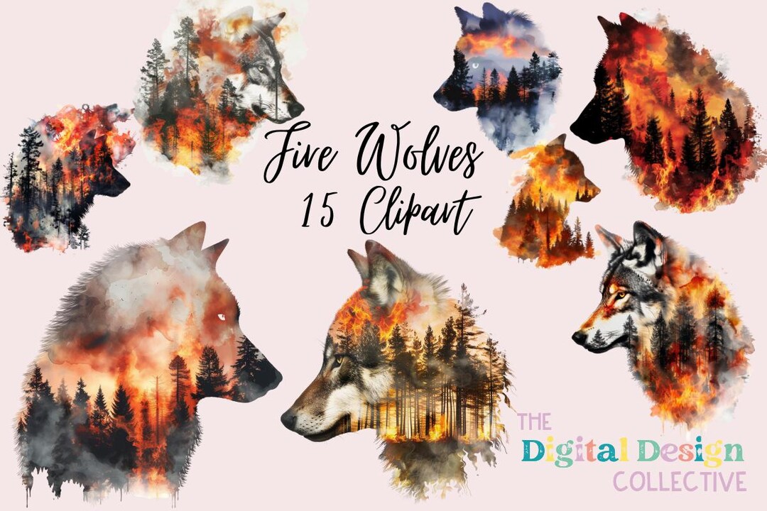 Wolf & Fire Clipart High Quality Pngs - Digital Planner, Junk ...