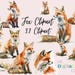 Watercolor Cute Fox Clipart Bundle Instant Download Crafting Materials ...