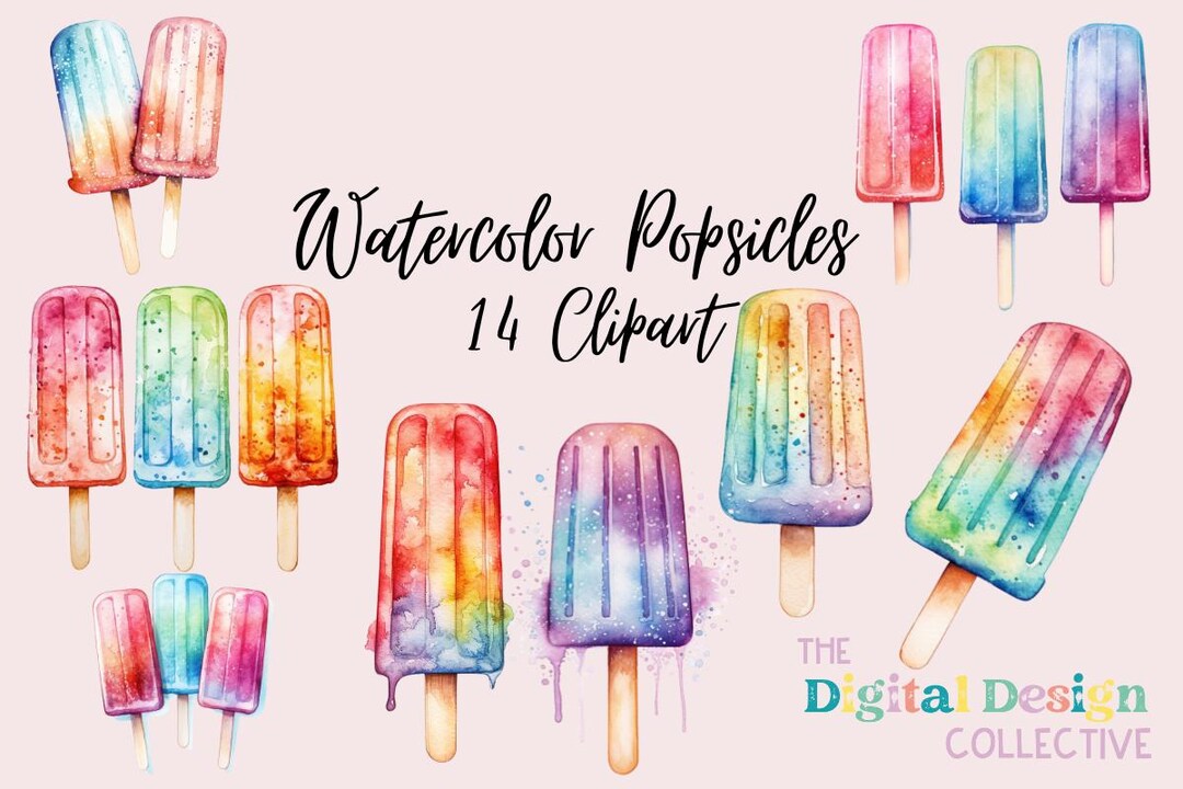 Popsicle Clipart Bundle, Rainbow Icy Poles PNG Commercial Use Colorful ...