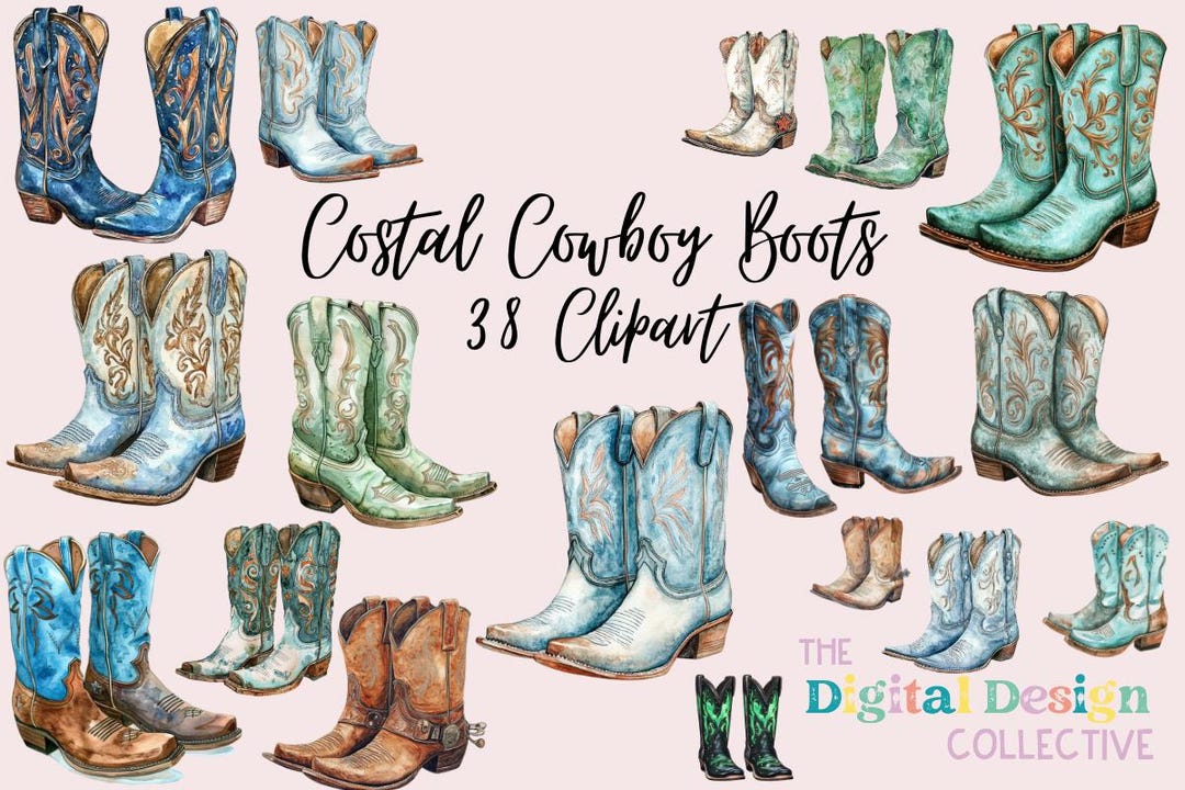 Watercolor Cowboy Boot Clipart Cowgirl Boots Clip Art Country Western ...