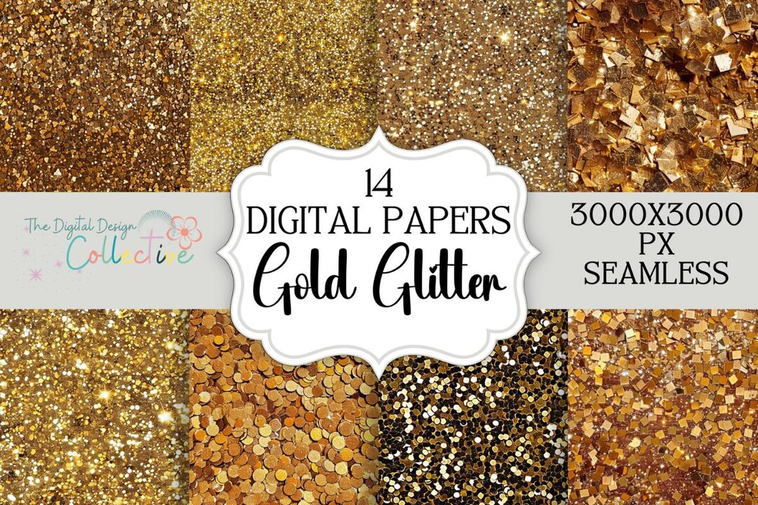 Seamless Gold Glitter Digital Papers, Vibrant Repeating Digital Pattern ...