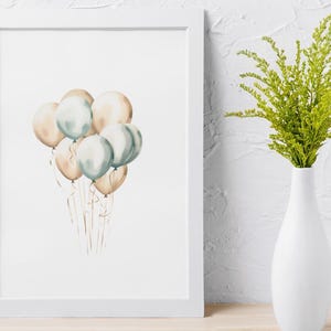 Watercolor Boho Balloons Clipart, Watercolor Birthday Clipart, Floral ...