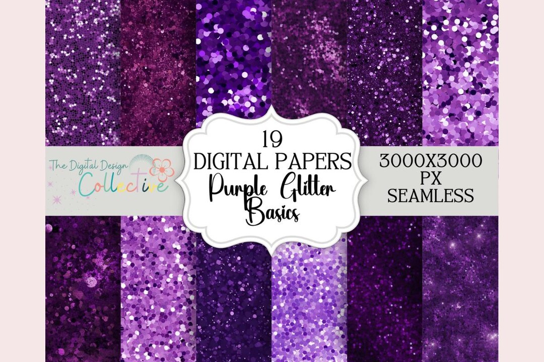 Seamless Purple Glitter Digital Papers, Repeating Digital Pattern ...