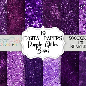 Seamless Purple Glitter Digital Papers, Repeating Digital Pattern ...