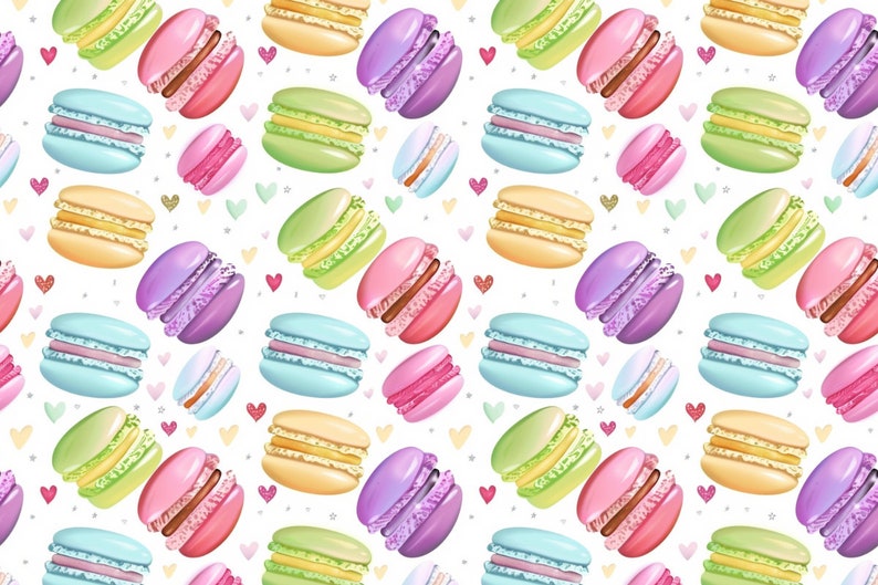 Macaron Digital Papers Seamless Pattern Seamless, Kawaii Macaron ...