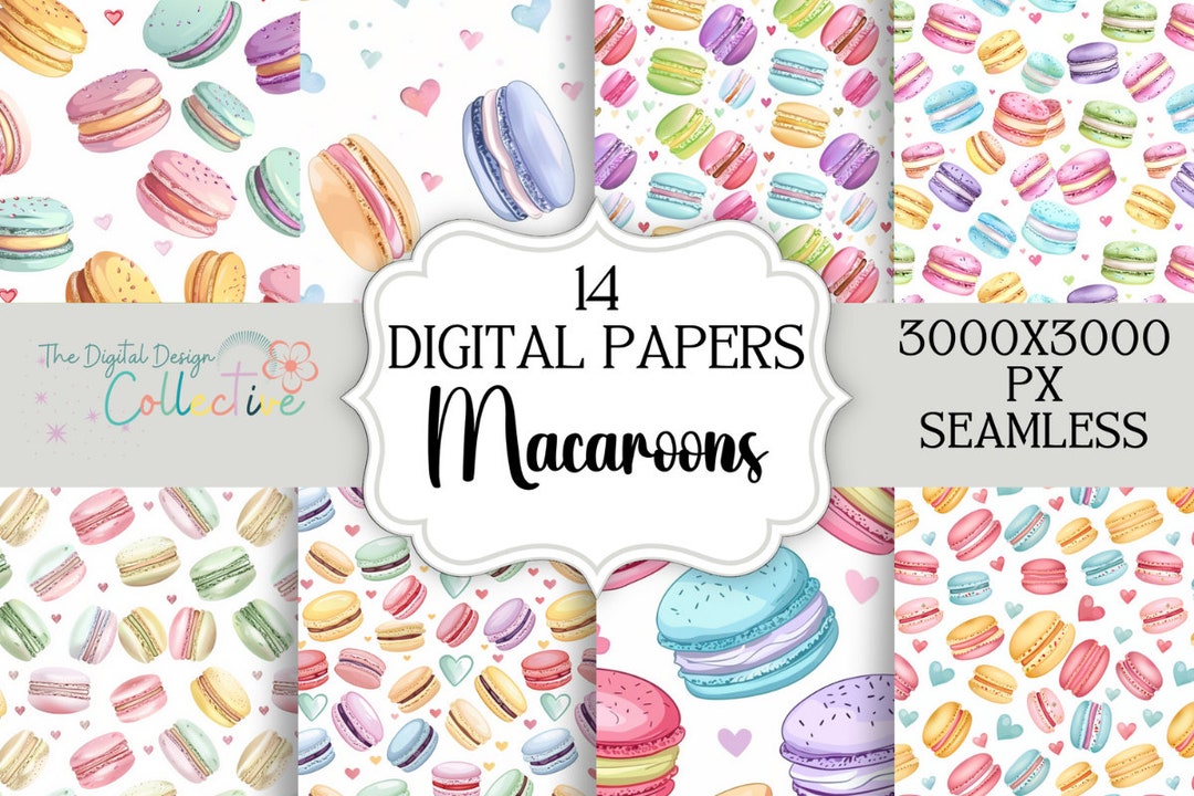 Macaron Digital Papers Seamless Pattern Seamless, Kawaii Macaron ...