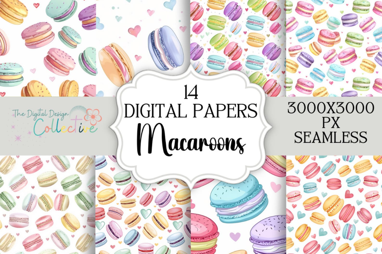 Macaron Digital Papers Seamless Pattern Seamless, Kawaii Macaron ...