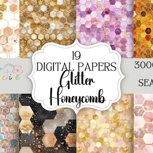 Seamless Glitter Honeycomb Digital Paper | POD Seamless Patterns ...