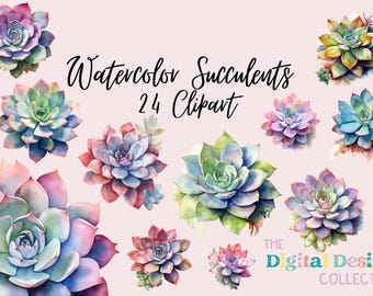 Watercolor Succulent Clipart. Spring Flowers Gardening Boho Plant and ...