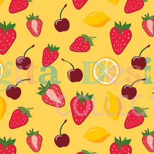 Summer Fruit Seamless Pattern Backgrounds Instant Download Digital ...