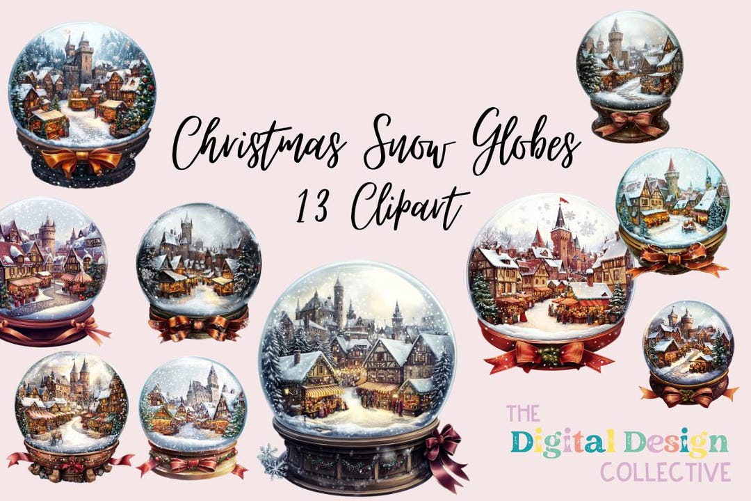 Christmas Snow Globes Clipart Bundle Instant Download Crafting ...