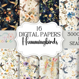 Watercolor Hummingbirds Digital Patterns, Digital Background ...