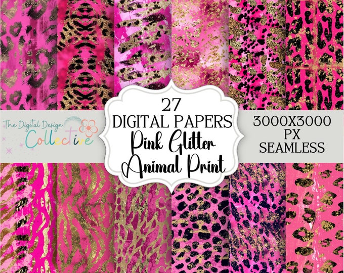16 Seamless Glitter Animal Skin Prints Digital Papers 12" 300 Dpi ...
