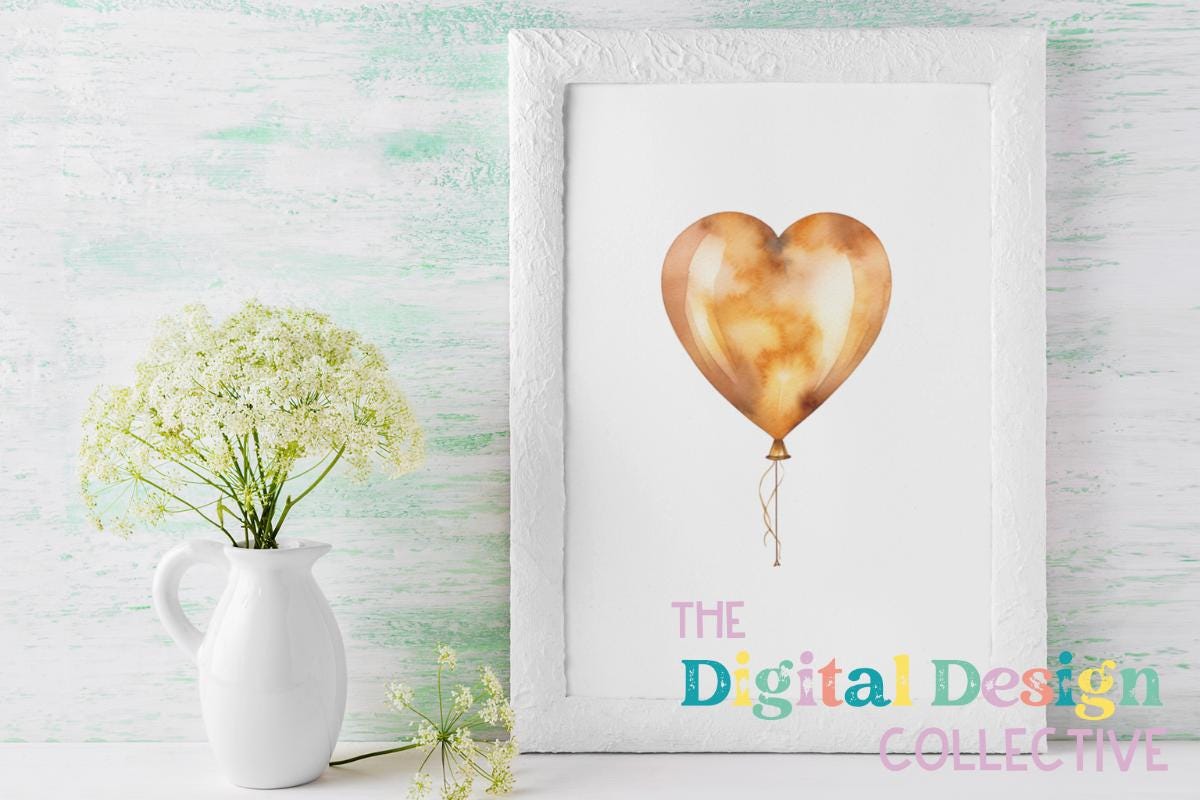 Watercolor Golden Birthday Balloons Party Balloons Greeting Card Party ...