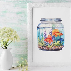 Watercolor Fish Bowl Clipart Bundle - Etsy