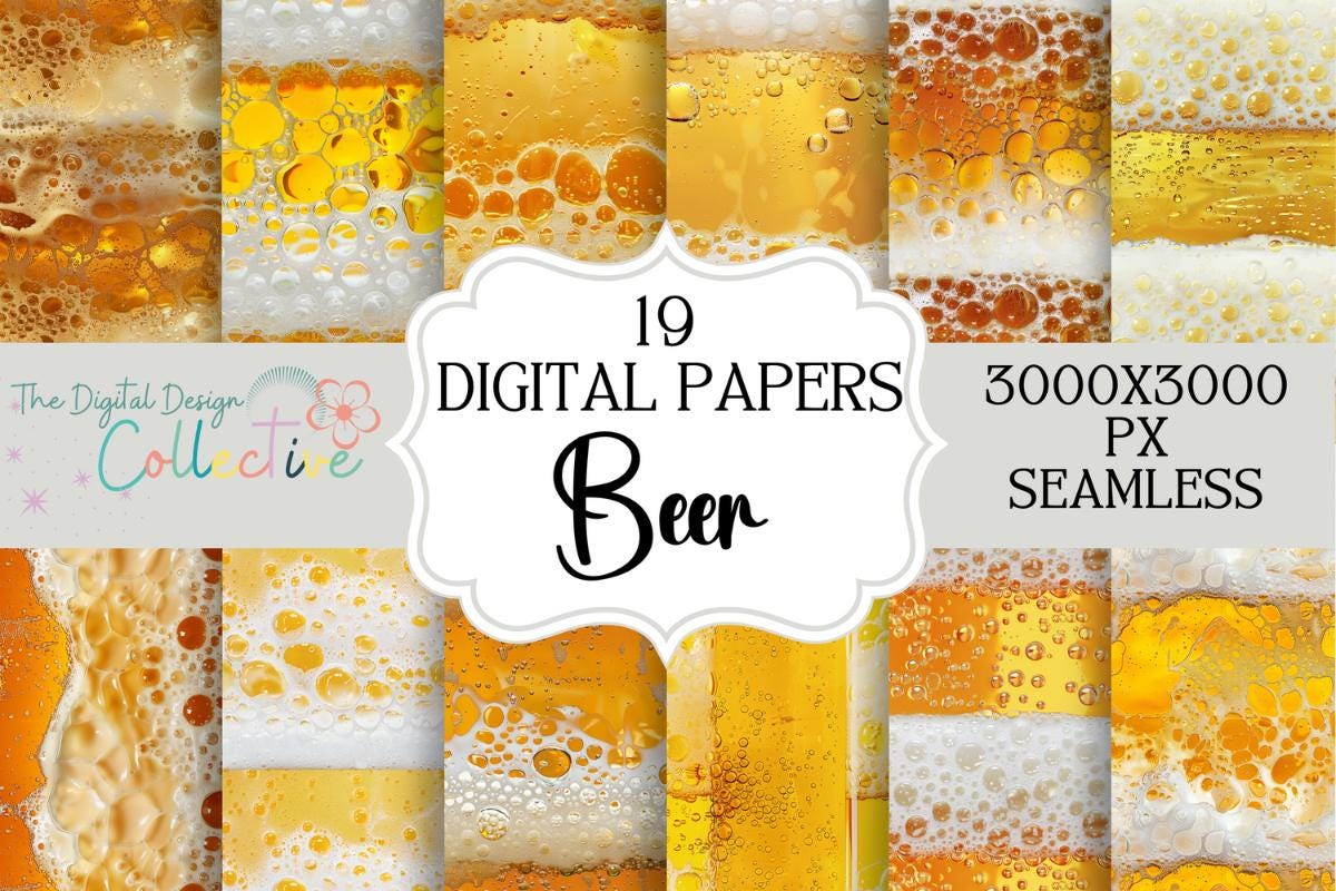 Beer Seamless Design, Background, PNG Digital Papers Seamless Digital ...