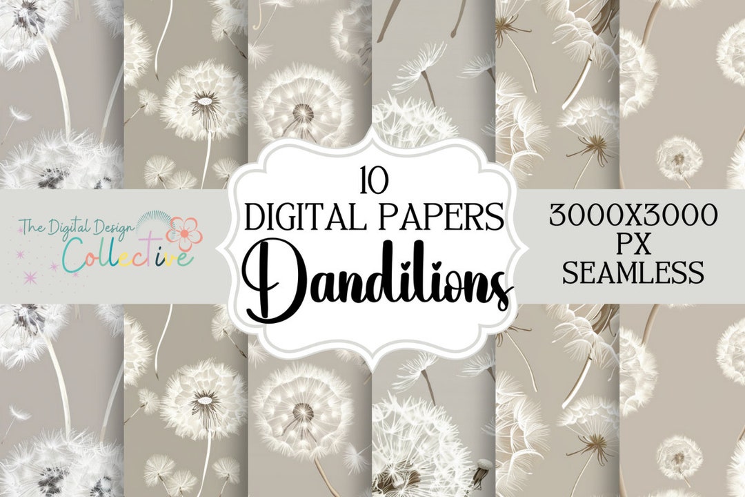Seamless Dandelion Patterns | Digital Papers for POD | High-quality ...