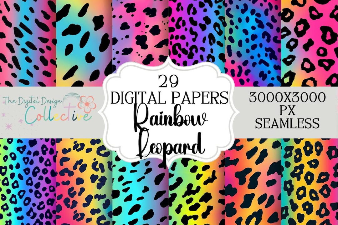 Rainbow Leopard Print Seamless Papers, Repeating Digital Pattern ...