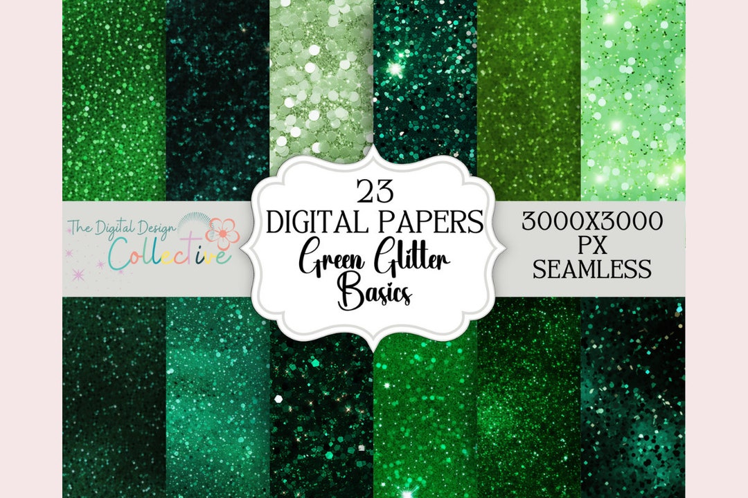 Seamless Green Glitter Digital Papers, Vibrant Repeating Digital ...