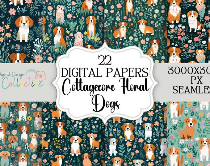 Live Love Bark Digital Paper Pack, Dogs Digital Craft Papers, Digital ...