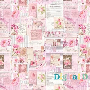 Seamless Pink Shabby Chic Digital Papers Bundle Digital Paper, Shabby ...