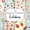 Ladybug Digital Paper, Sweet Ladybug Scrapbook Papers, Commercial Use ...
