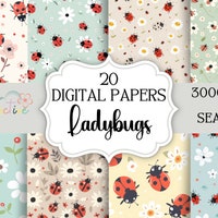 Ladybug Digital Paper, Sweet Ladybug Scrapbook Papers, Commercial Use ...
