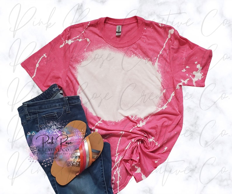 Bleached Gildan G640 Adult Softstyle Heather Heliconia Bleach Mock Up