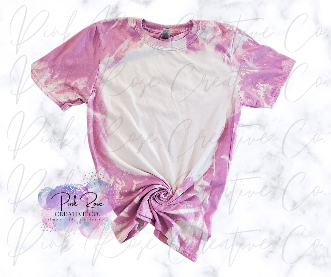Bleached Gildan G640 Adult Softstyle Heather Berry Acid Wash Mock up ...