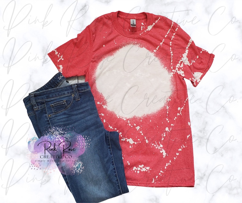 Bleached Gildan G640 Adult Softstyle Heather Red Bleach Mock up ...