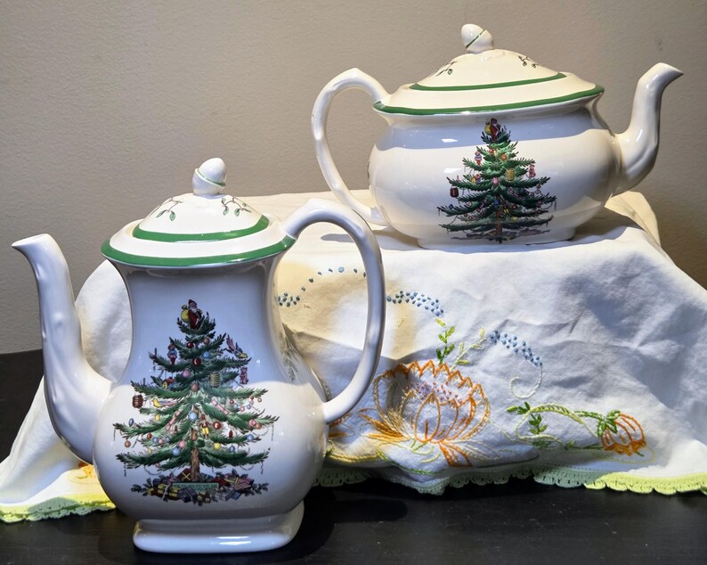 Spode Christmas Tree Coffee Tea Brunch Luncheon Set: Coffee Pot Teapot ...