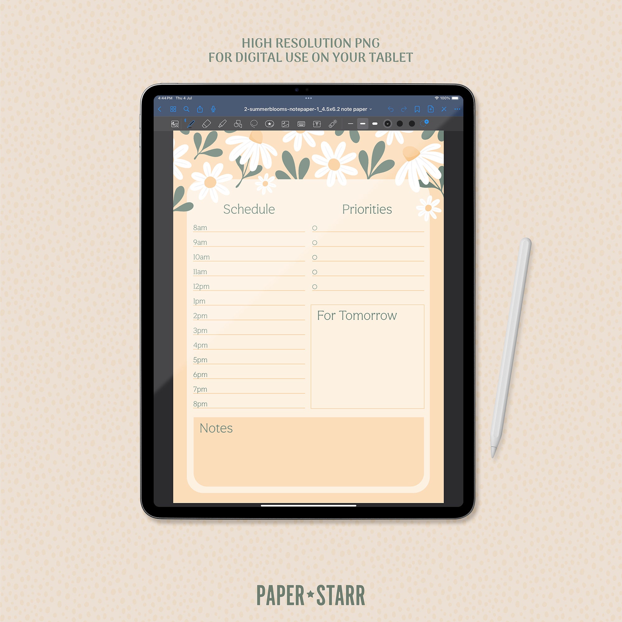 Printable Daily Planner, Digital Daily Planner, Printable Stationery ...