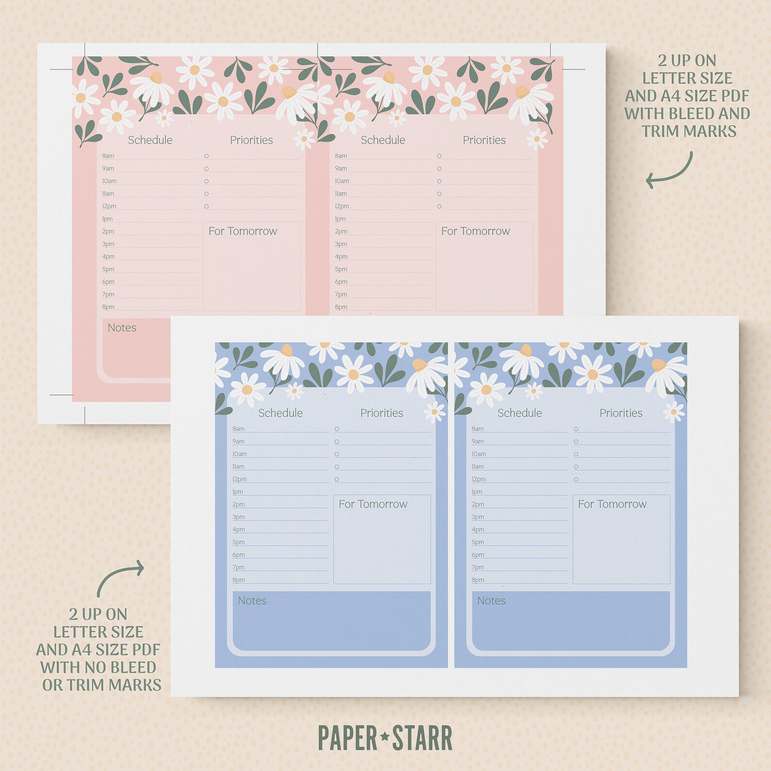 Printable Daily Planner, Digital Daily Planner, Printable Stationery ...