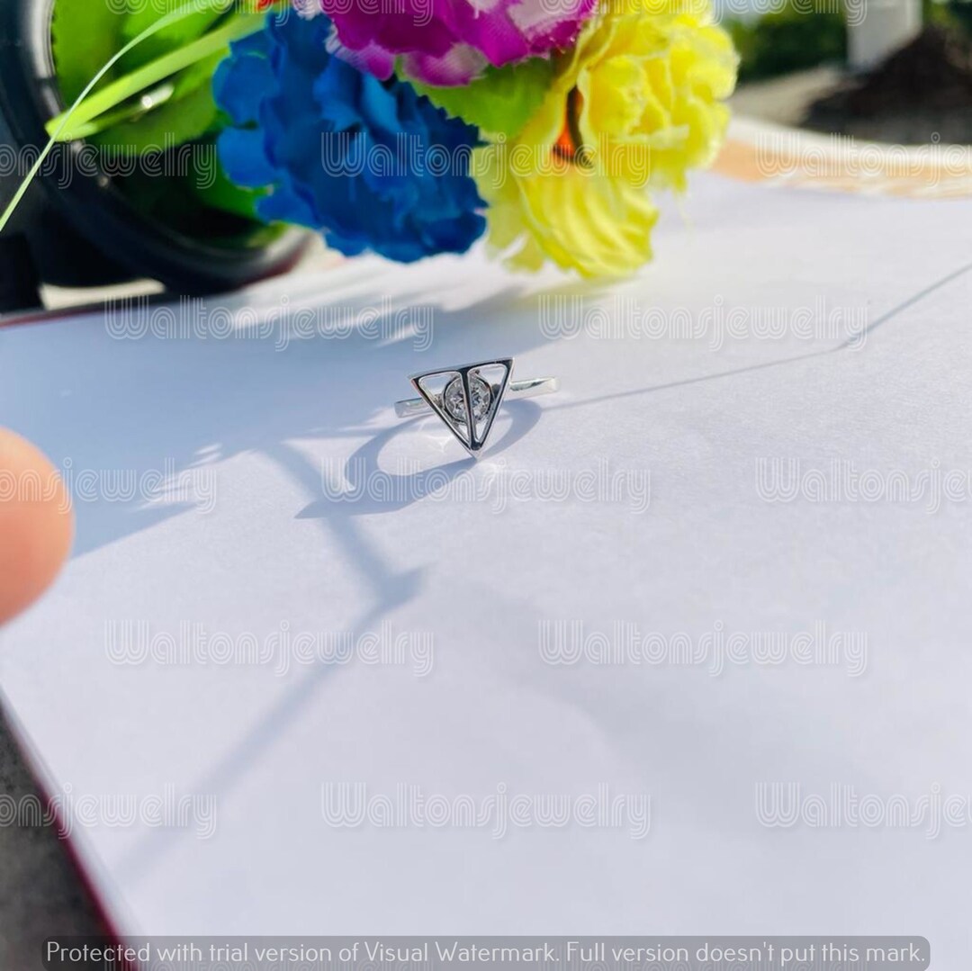 Deathly Hallow Ring, Seeker Geeky Engagement Ring, Solitaire Style 14k ...