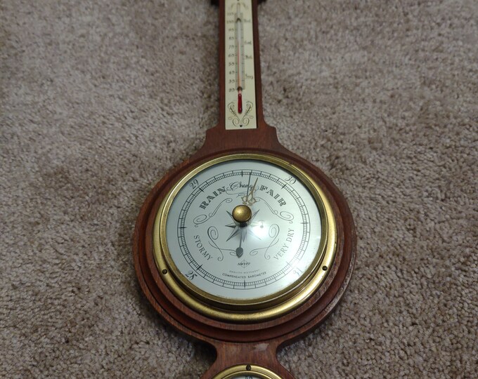 Mid Century Banjo Style Swift & Anderson Weather Station in Mahogany - Etsy