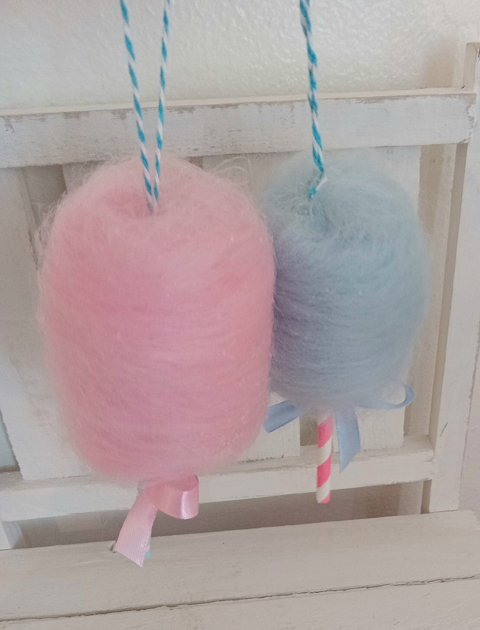 Cotton Candy Ornaments, Small Hanging Cotton Candy on a String, Fake ...