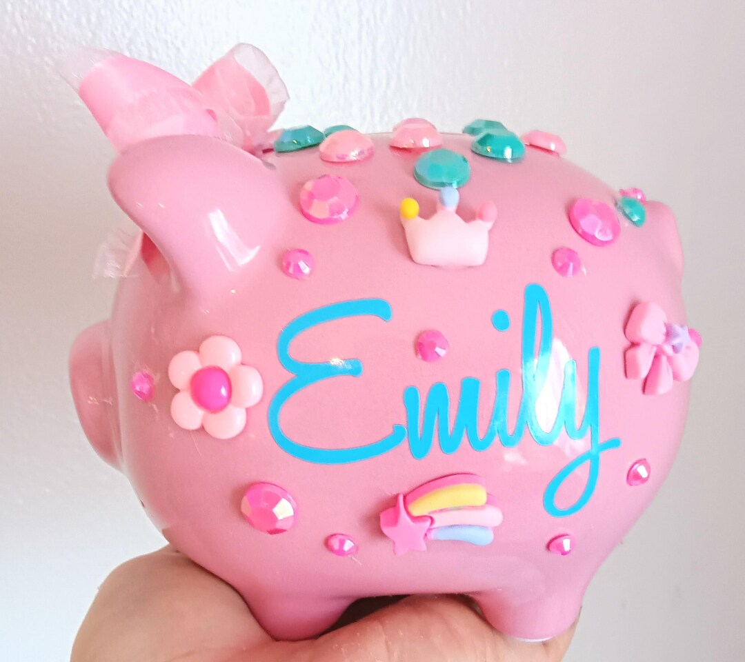 Personalized Girls Piggie Bank, Pink Bank for Girls, Coin Holder ...