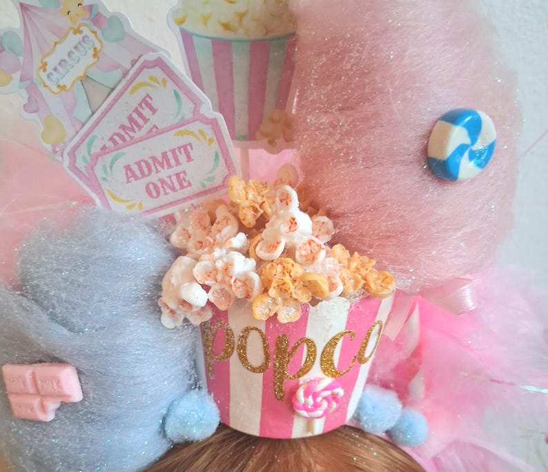 Popcorn Headband/headpiece, Pink Themed Popcorn Carnival Themed ...